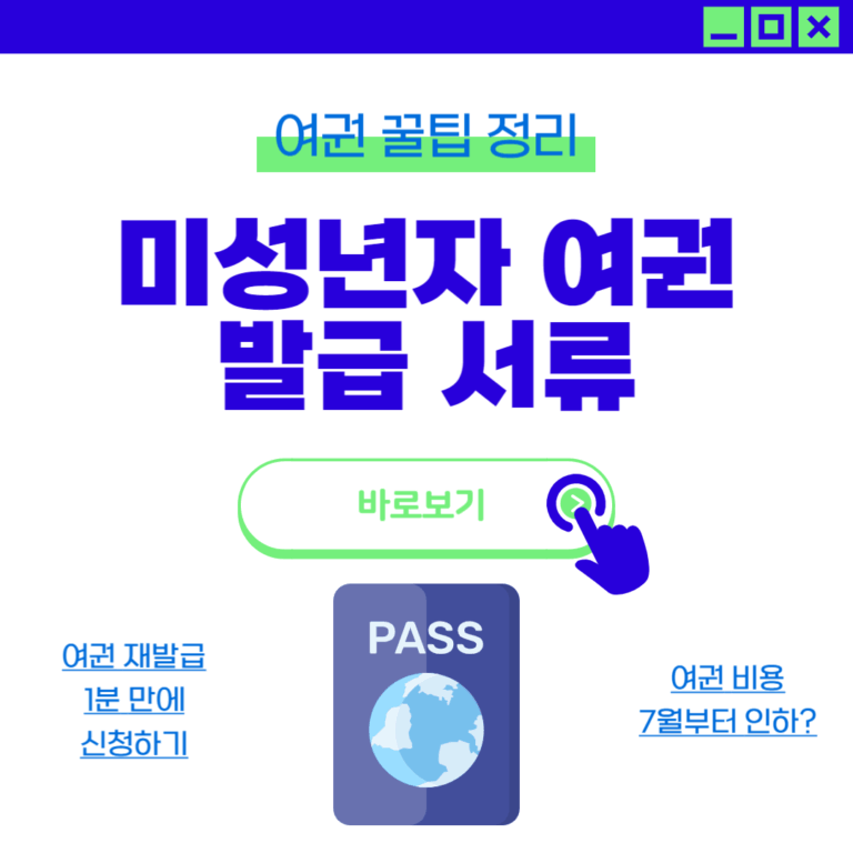 미성년자 여권 발급 준비물 여권 재발급 준비물 핀아의 경제 이야기